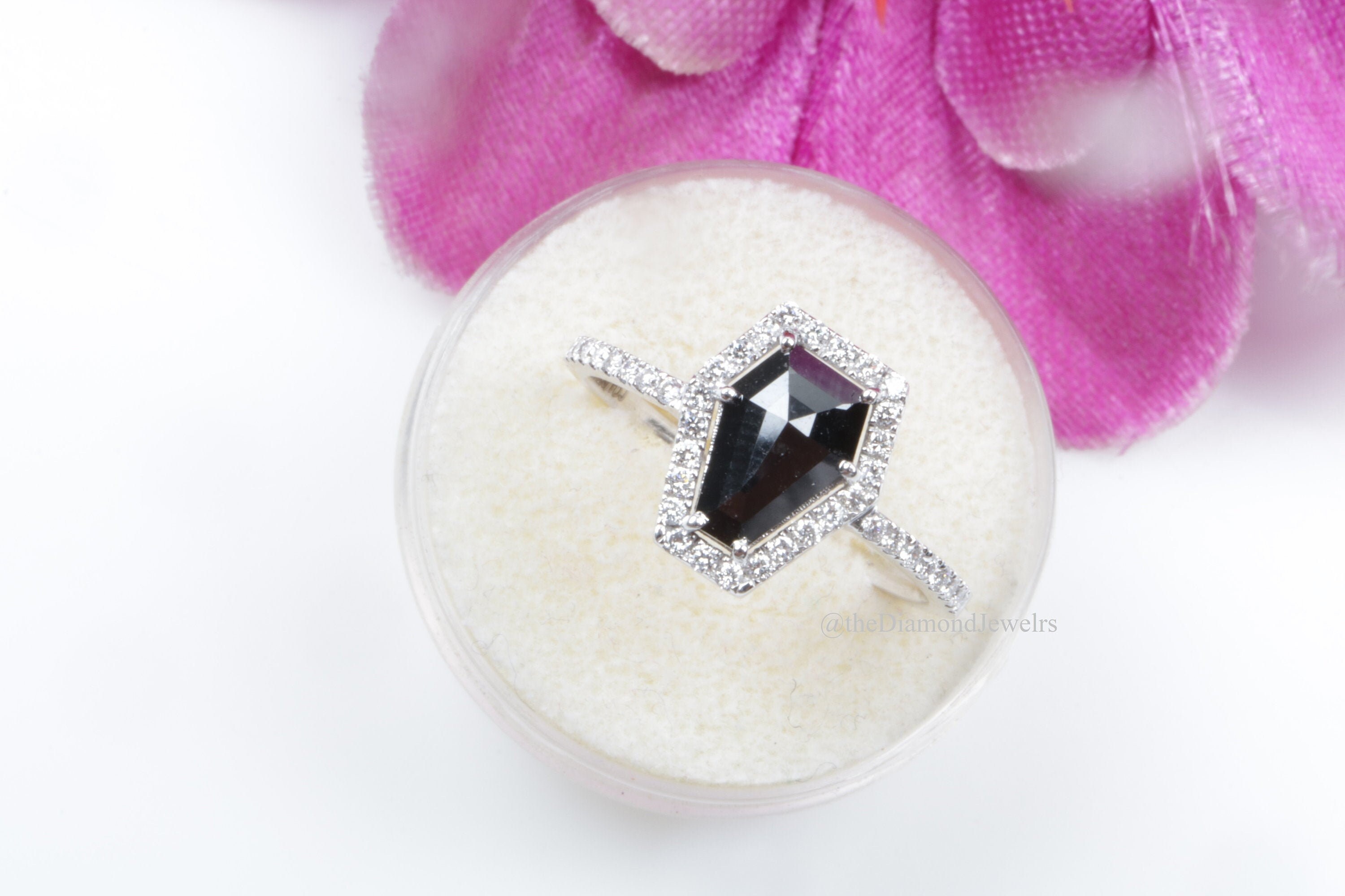 14K Gold Coffin Diamond Ring Black Diamond Coffin Ring Half | Etsy