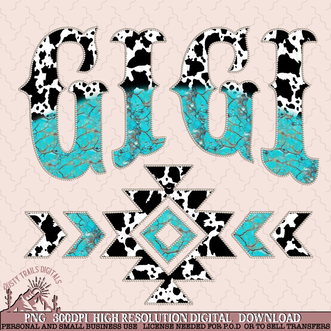 Aztec Gigi Cow Print, Digital Download, Retro, Western Sublimations ...