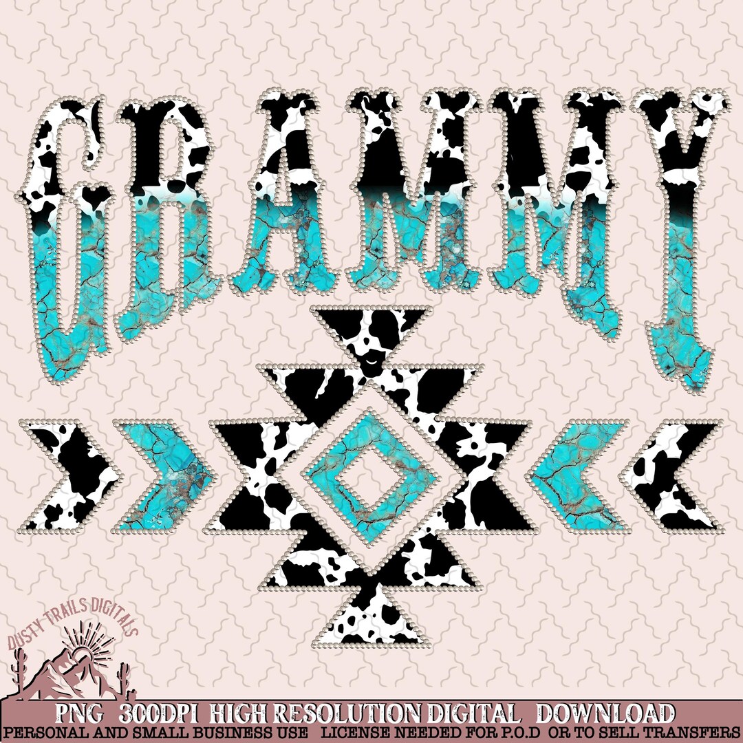 Aztec Grammy Cow Print, Digital Download, Retro, Western Sublimations ...