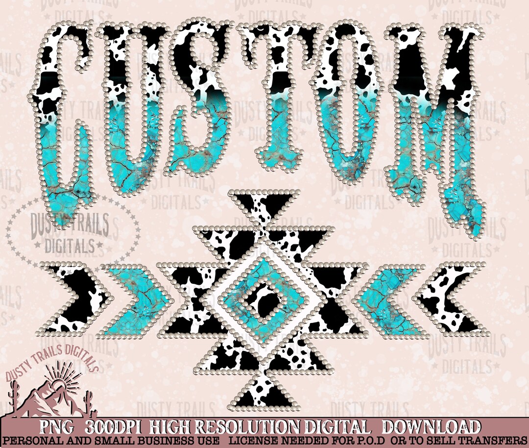 Custom Name, Aztec Cow Print, Digital Download, Retro, Western ...