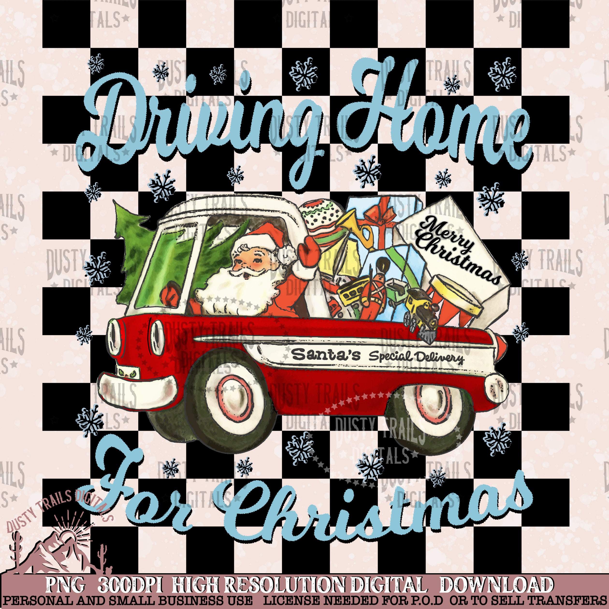Driving Home PNG Digital Downloads Christmas PNG Retro - Etsy