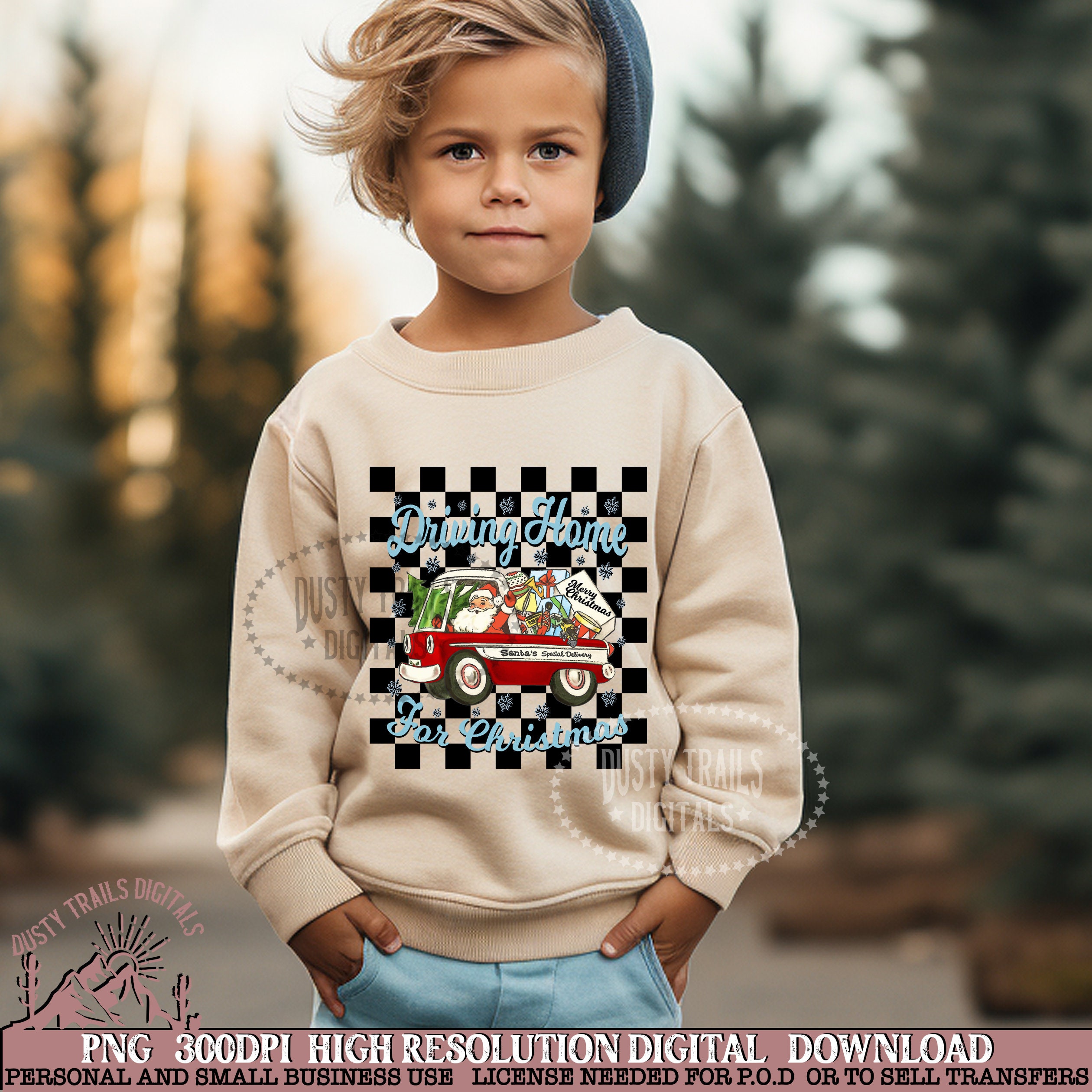 Driving Home PNG Digital Downloads Christmas PNG Retro - Etsy