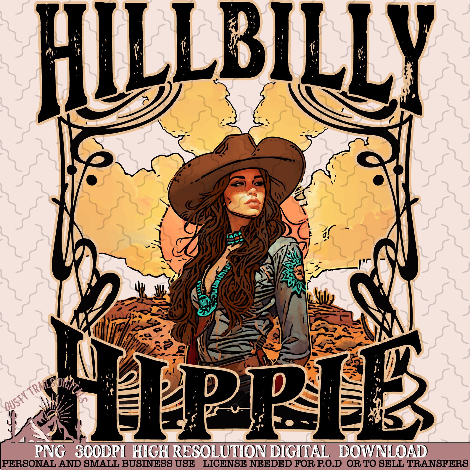 Hillbilly Hippie, Digital Download, Country Png, Desert Png, Western ...