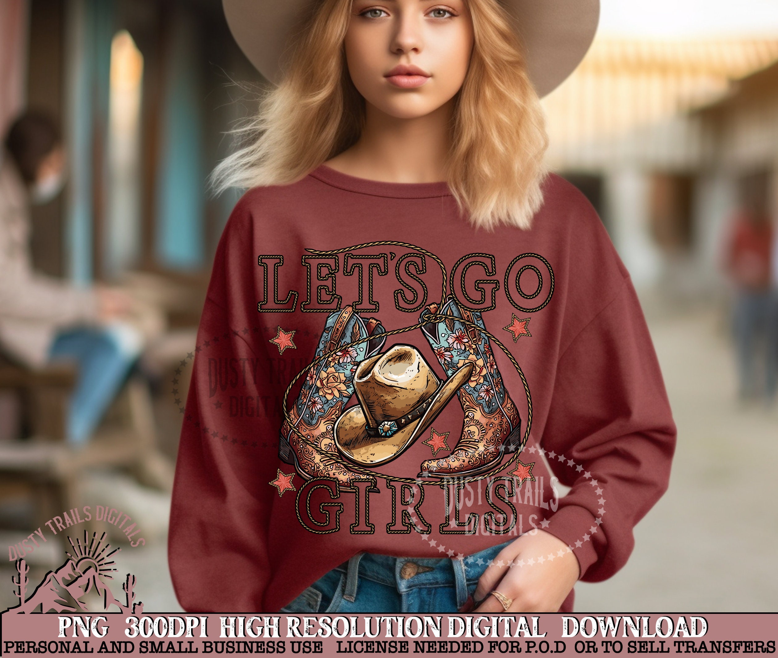 Western, Let's Go Girls, Digital Download, Retro, Sublimations, Designs ...