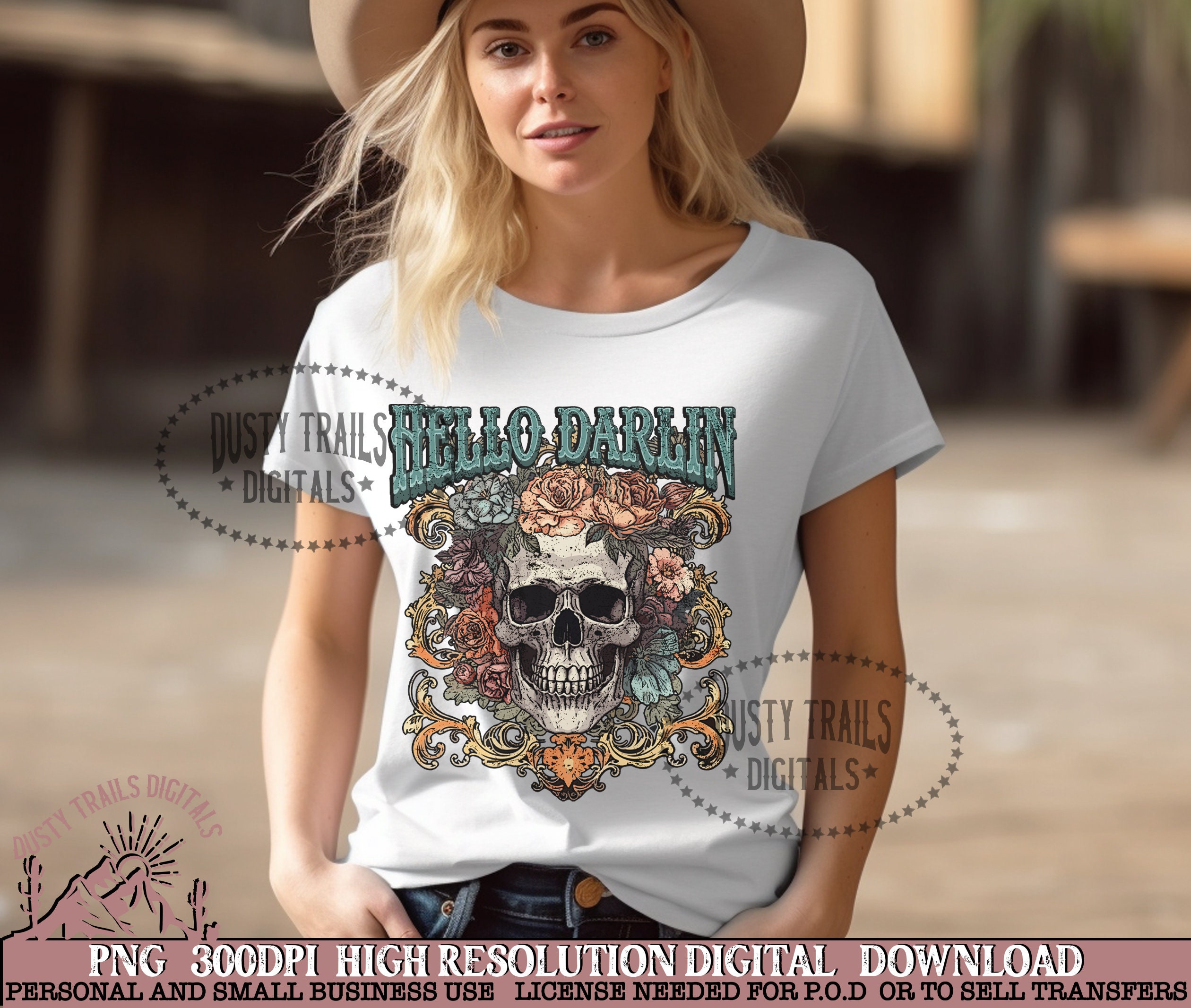 Hello Darling Png Skull Western Boho Png Boho Desert - Etsy
