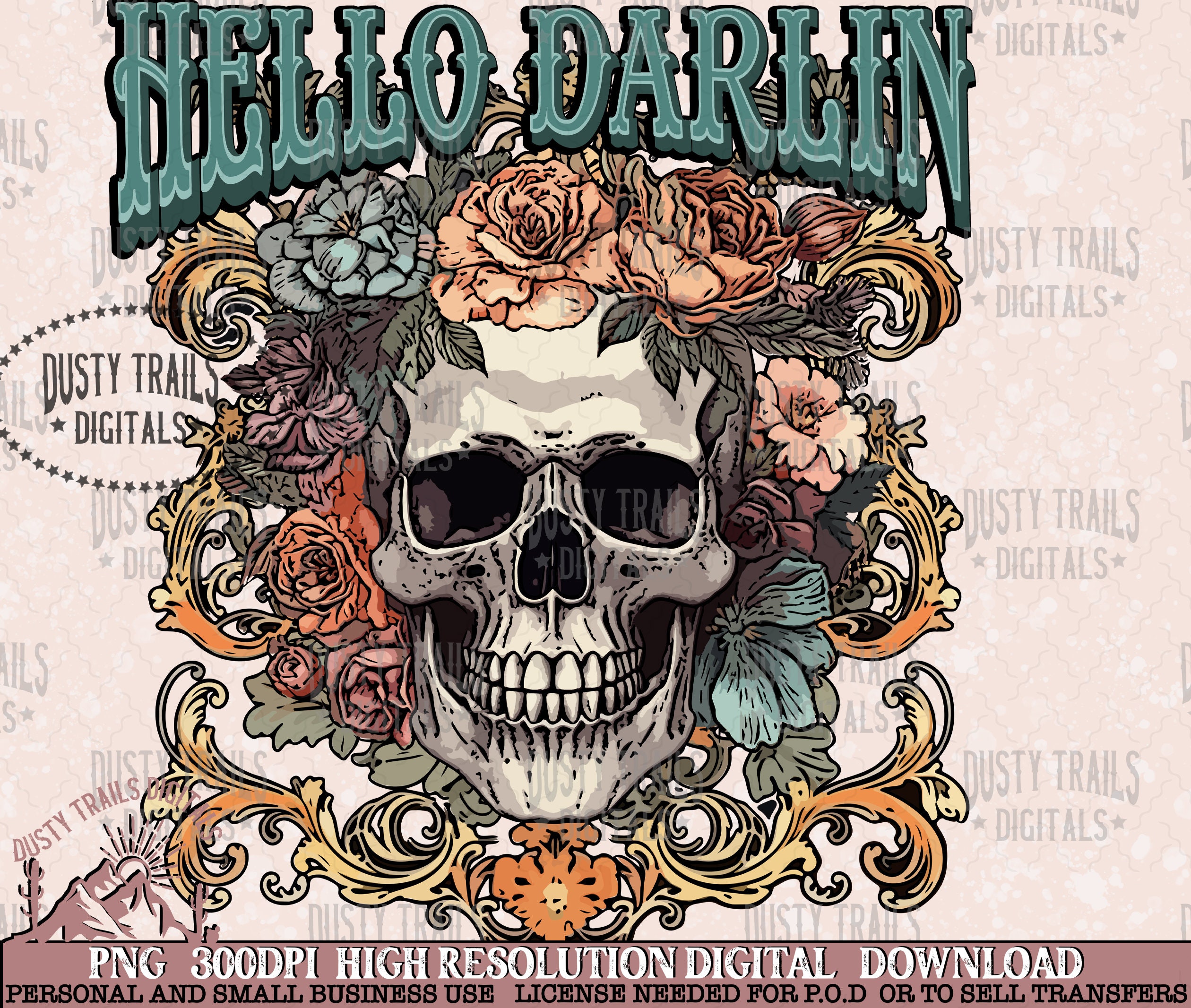 Hello Darling Png Skull Western Boho Png Boho Desert - Etsy