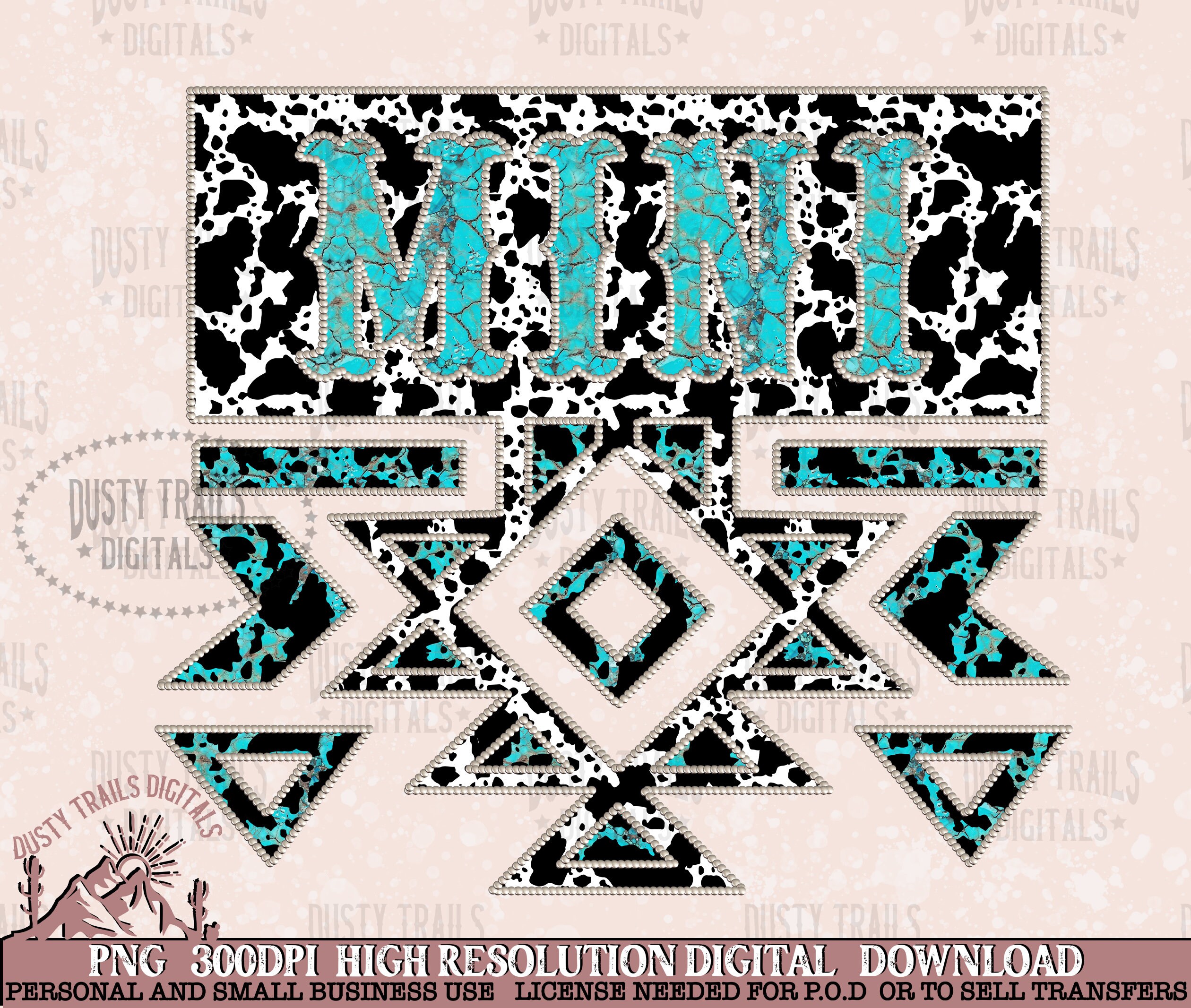 Aztec Mini Cowprint, Digital Download, Retro, Western Sublimations ...