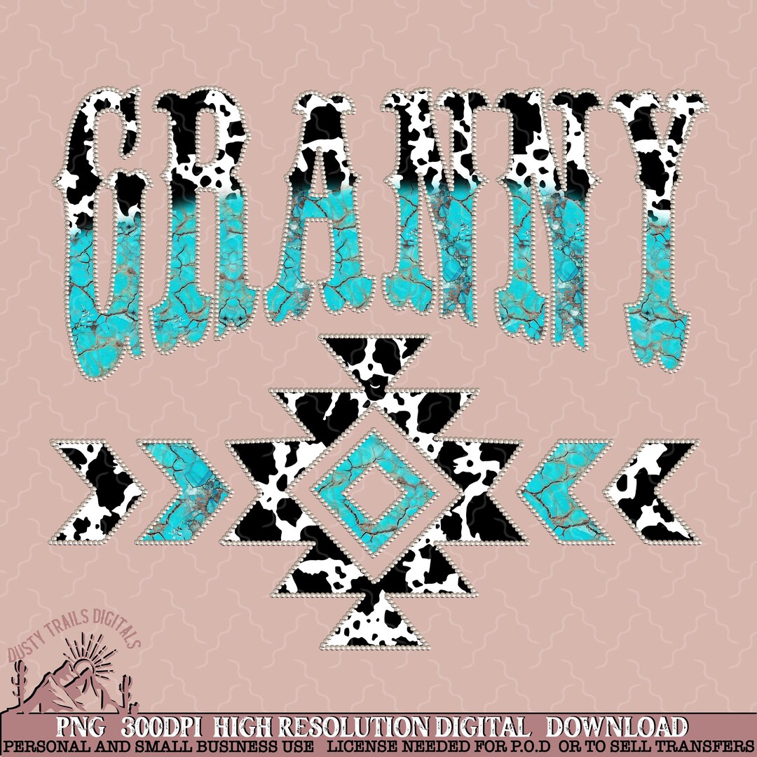 Aztec Granny Cow Print, Digital Download, Retro, Western Sublimations ...