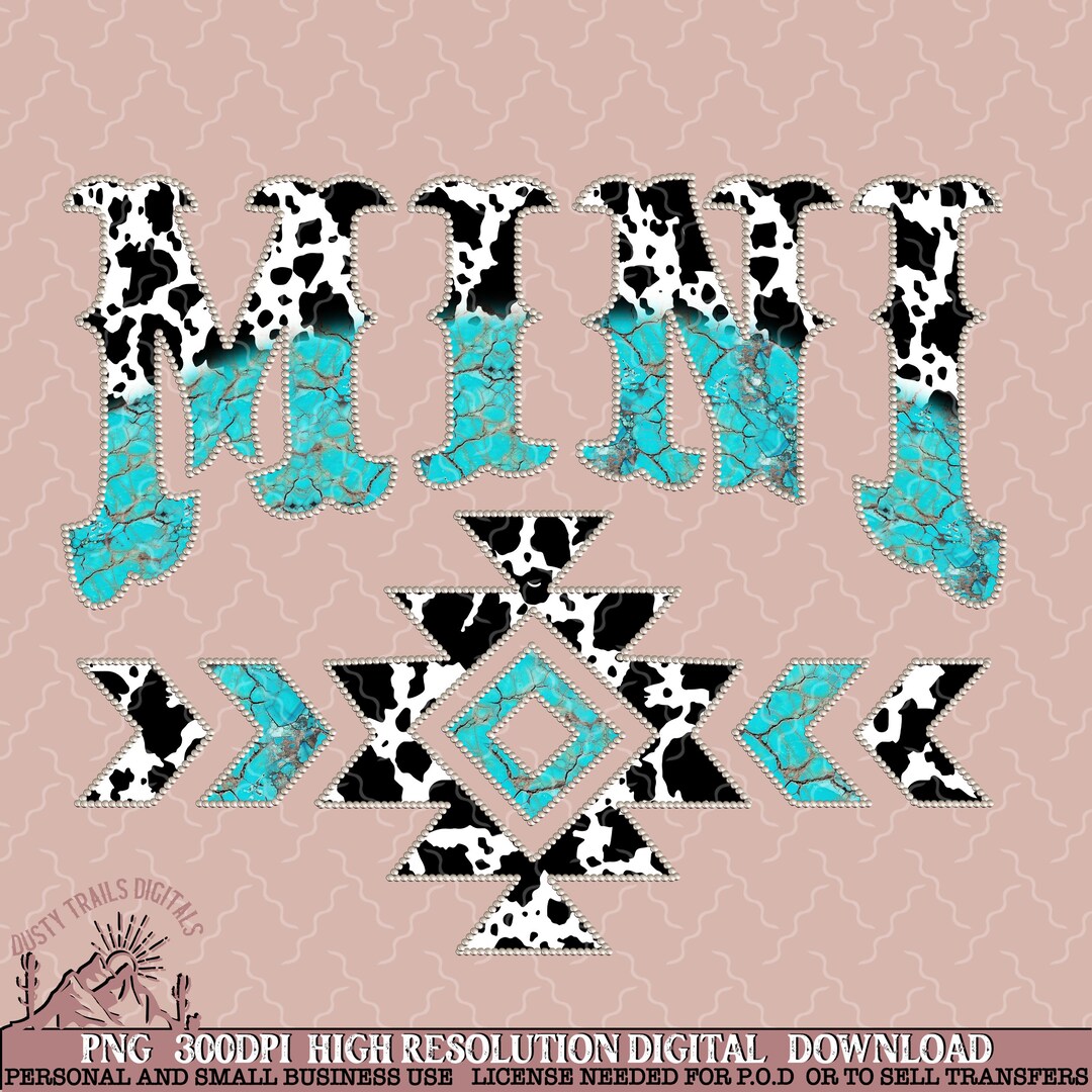 Aztec Mini Cow Print, Digital Download, Retro, Western Sublimations ...