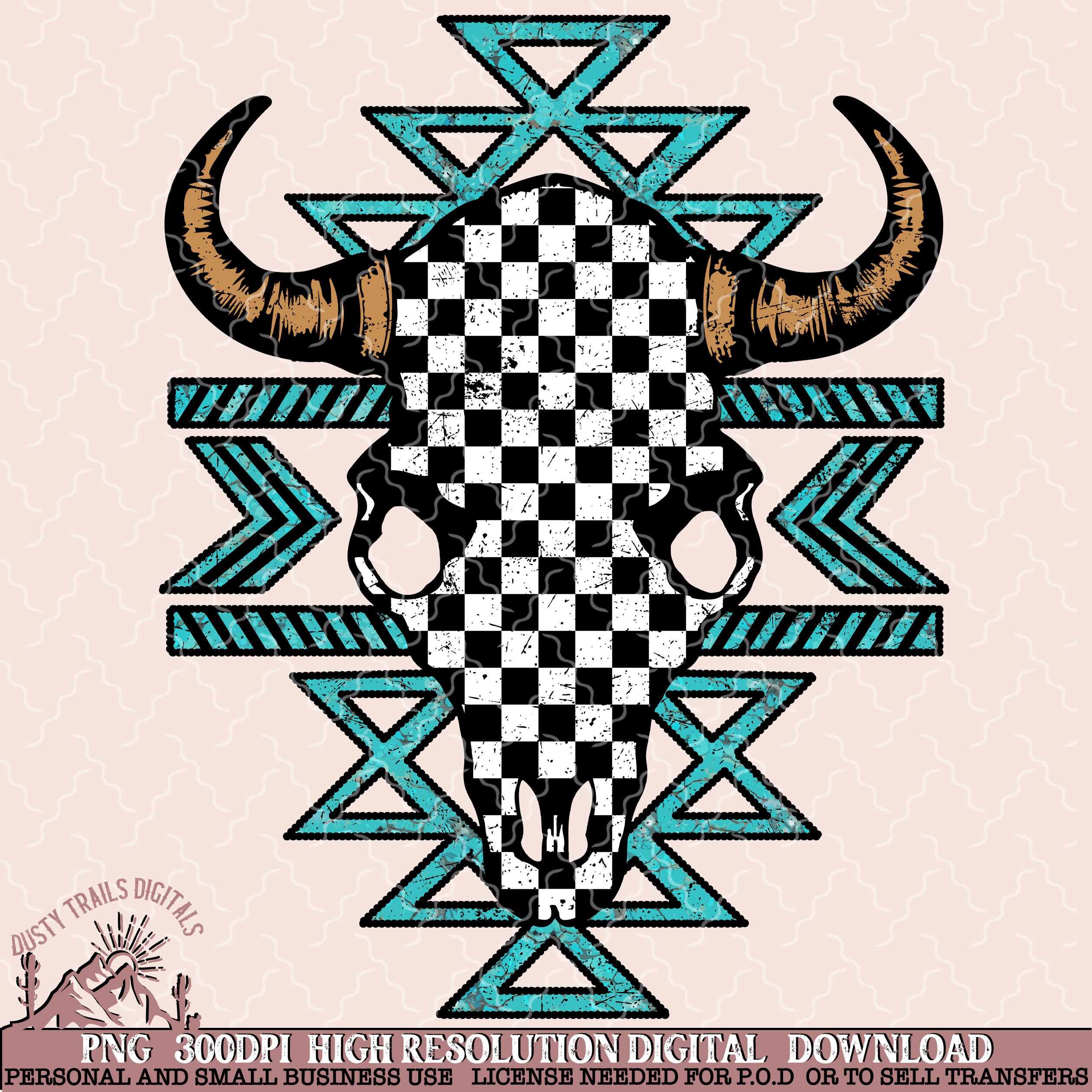 Checkered Bull Skull, Cow Pattern, Aztec, Digital Download, Country Png ...