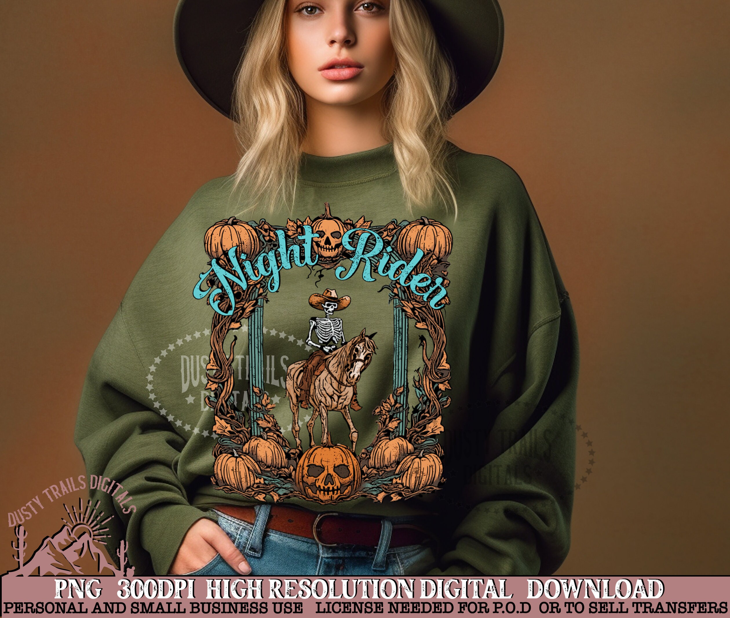 Western Halloween PNG Night Rider Digital Download Spooky - Etsy