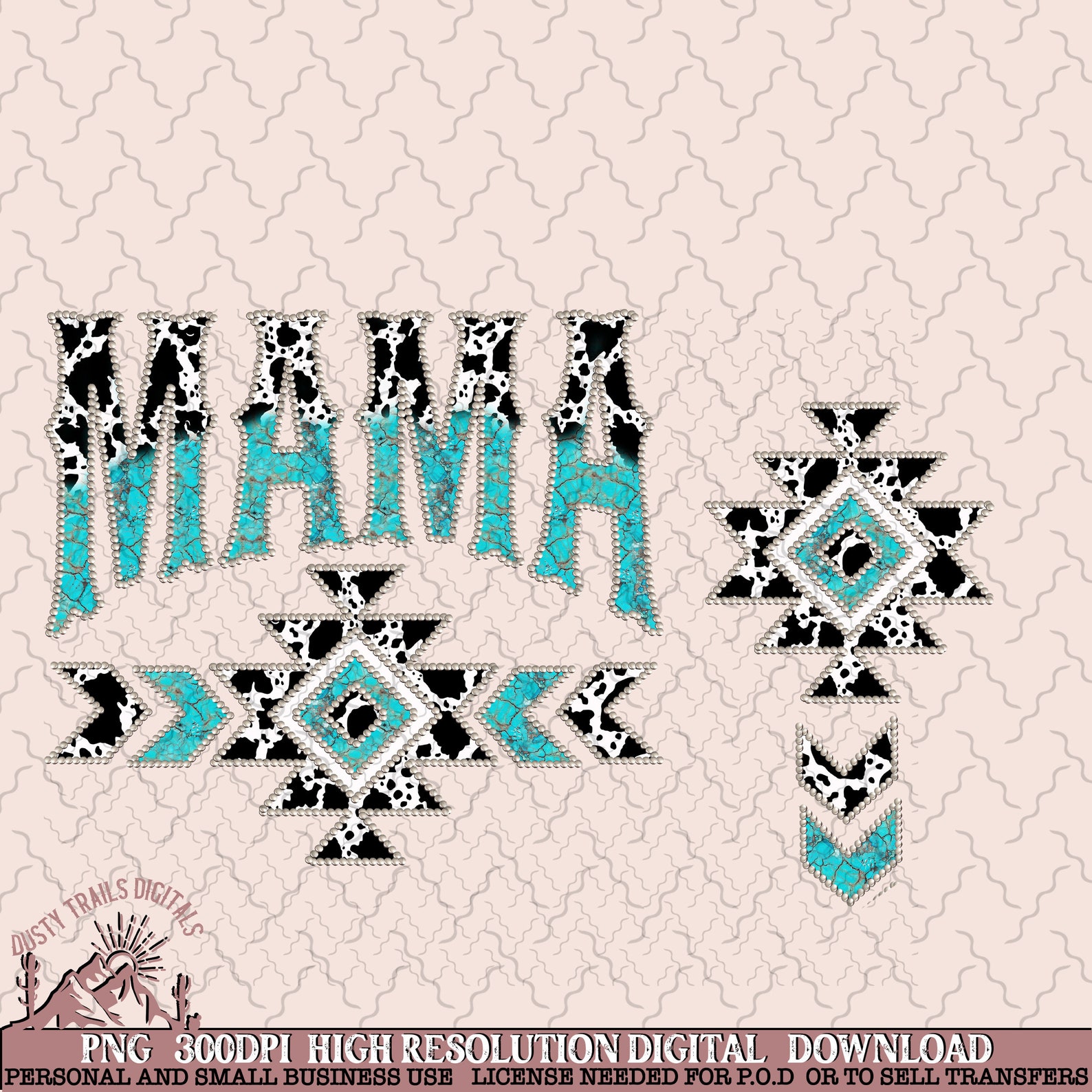 Aztec Gigi Cow Print, Digital Download, Retro, Western Sublimations ...