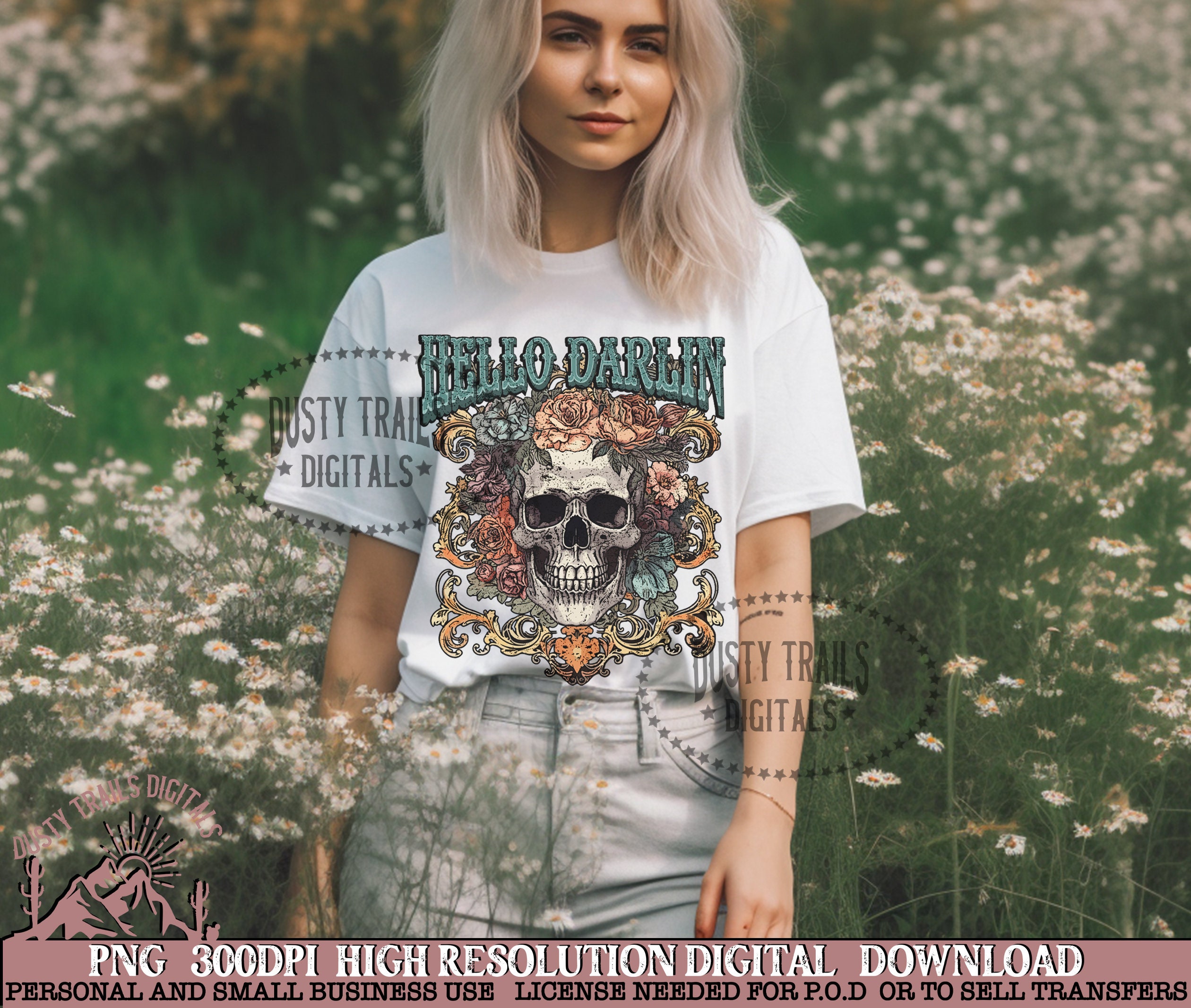 Hello Darling Png Skull Western Boho Png Boho Desert - Etsy