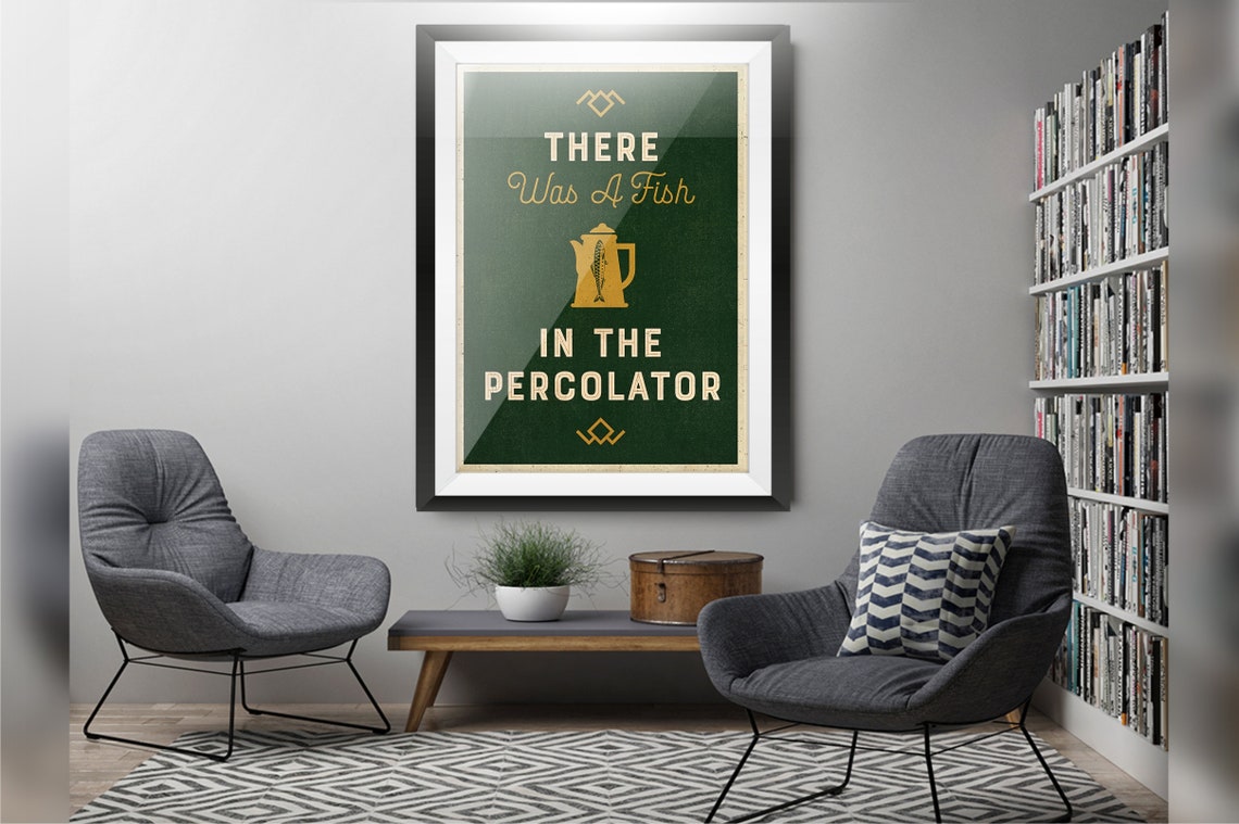 Fish in the Percolator Print – Retro Screen Print Style Poster – Cult ...