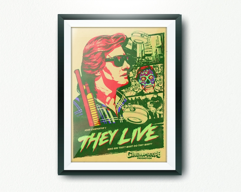 They Live Movie Poster: 80s Cult Film Inspired Print - Etsy