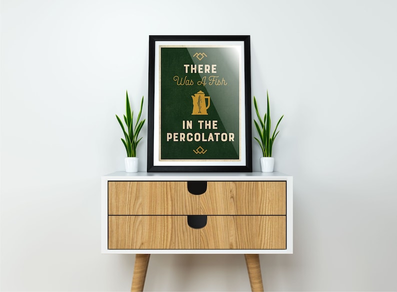 Fish in the Percolator Print – Retro Screen Print Style Poster – Cult ...