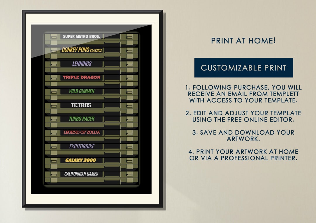 Print at Home! Retro Game Cartridge Art Print - Customizable, Instant ...
