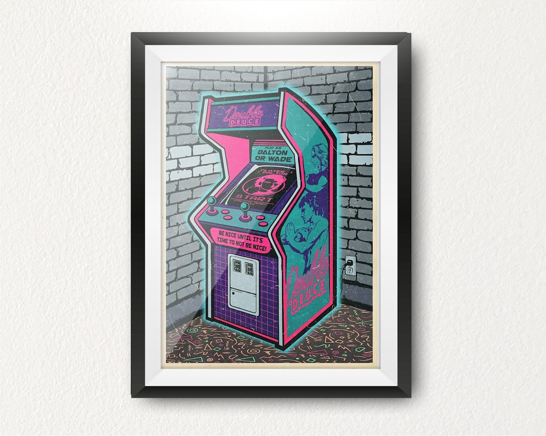 Retro 80s Movie Arcade Print, Neon Synthwave Wall Art - Etsy