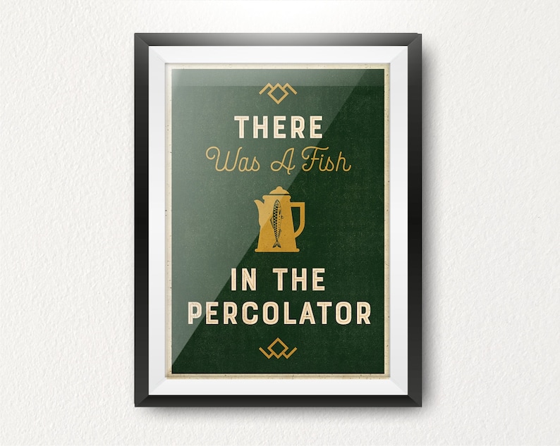 Fish in the Percolator Print – Retro Screen Print Style Poster – Cult ...