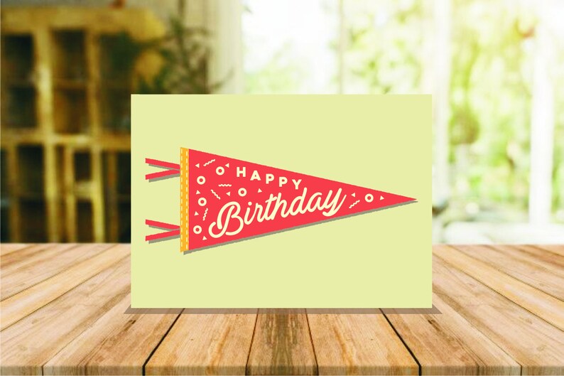 Happy Birthday Greetings Card. Pennant Flag Themed Design - Etsy