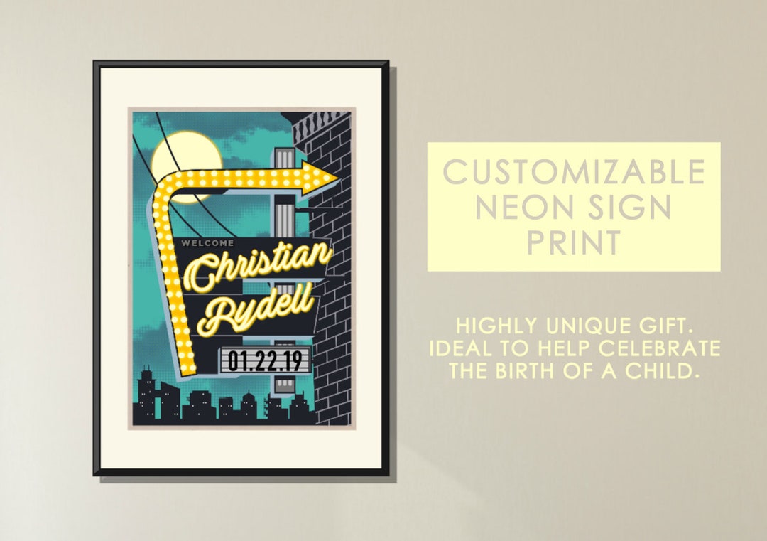 Neon Roadside Sign Art Print Customizable Instant Download - Etsy