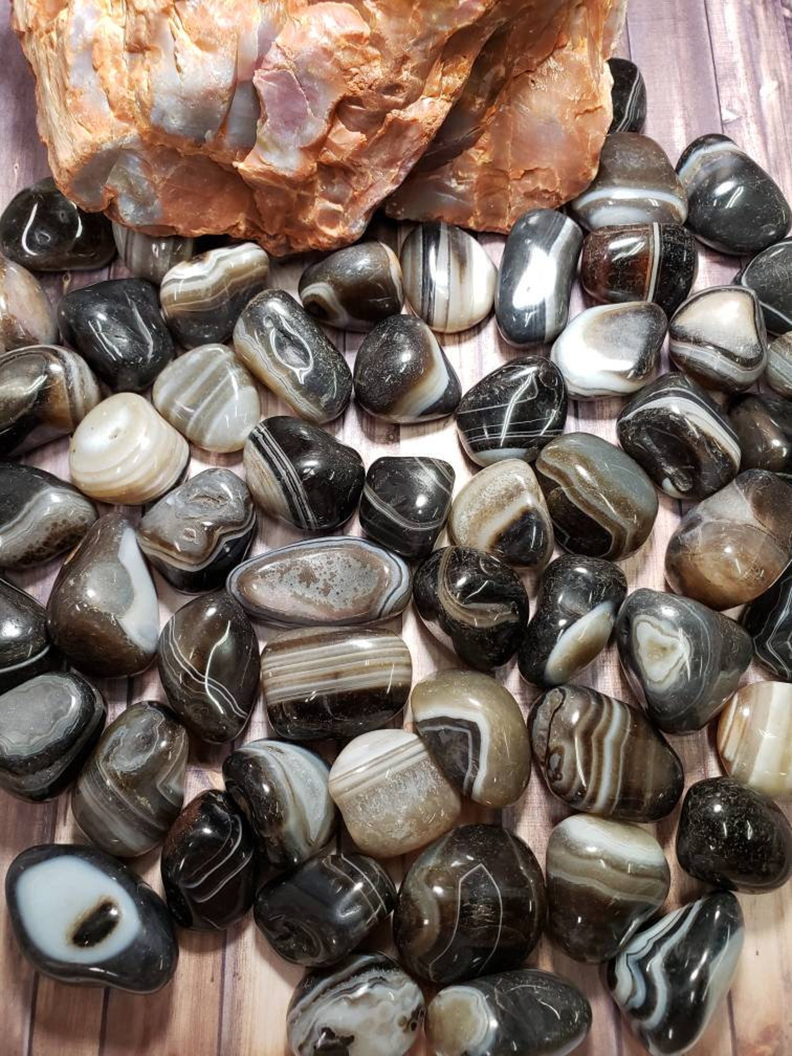 Black Banded Agate Tumbles-black Agate-banded Agate - Etsy