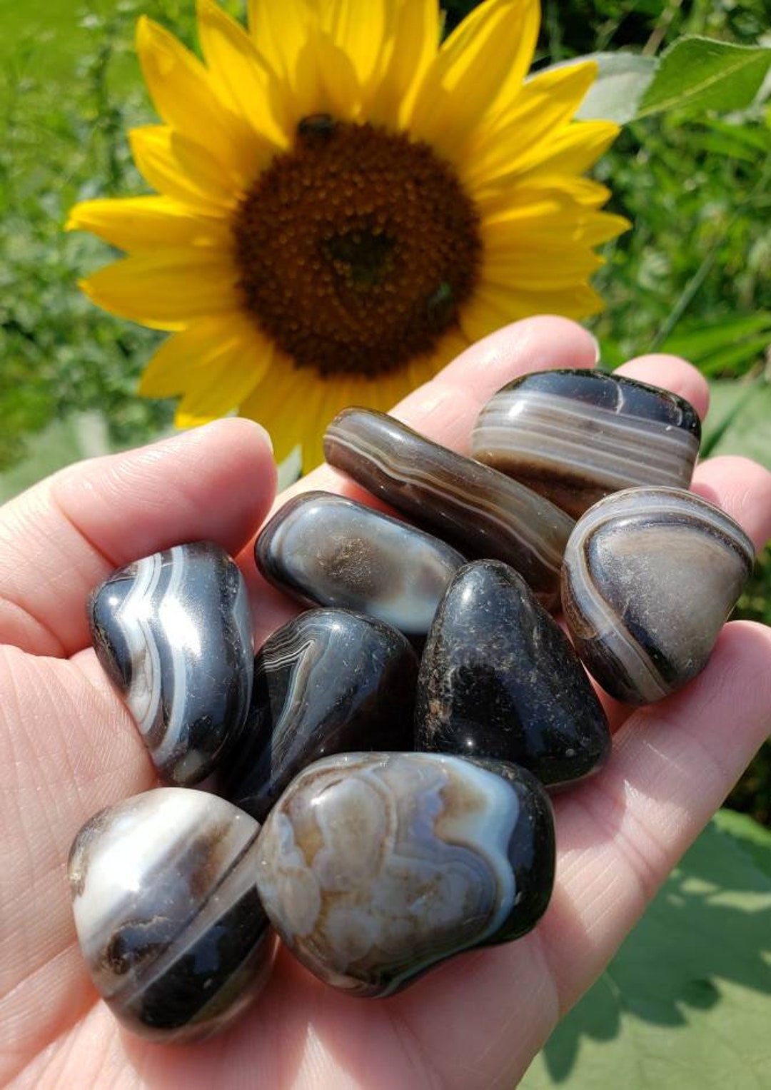 Black Banded Agate Tumbles-black Agate-banded Agate - Etsy