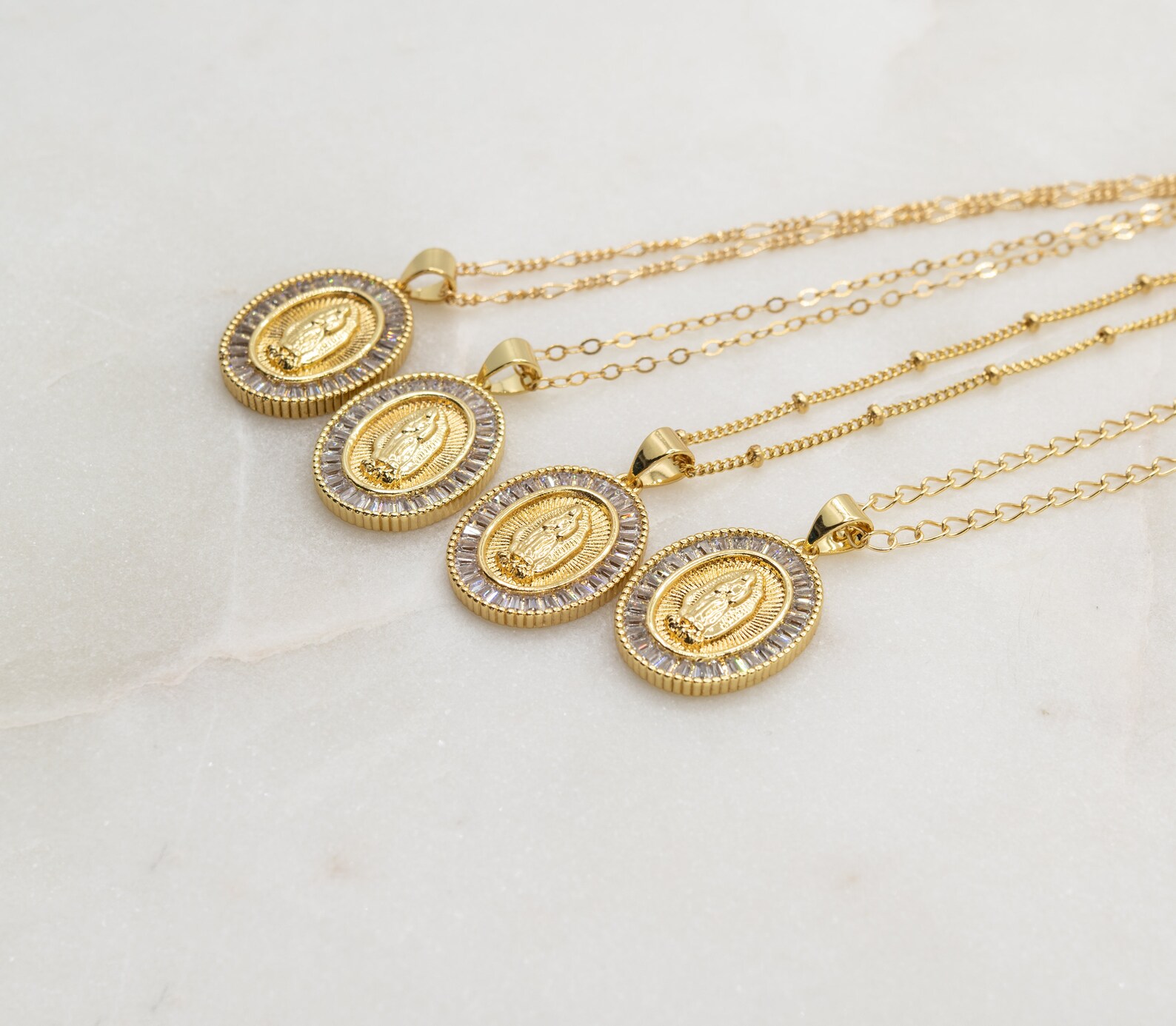 Virgin Mary Coin Necklace 14k Gold Filled Medallion Necklace - Etsy