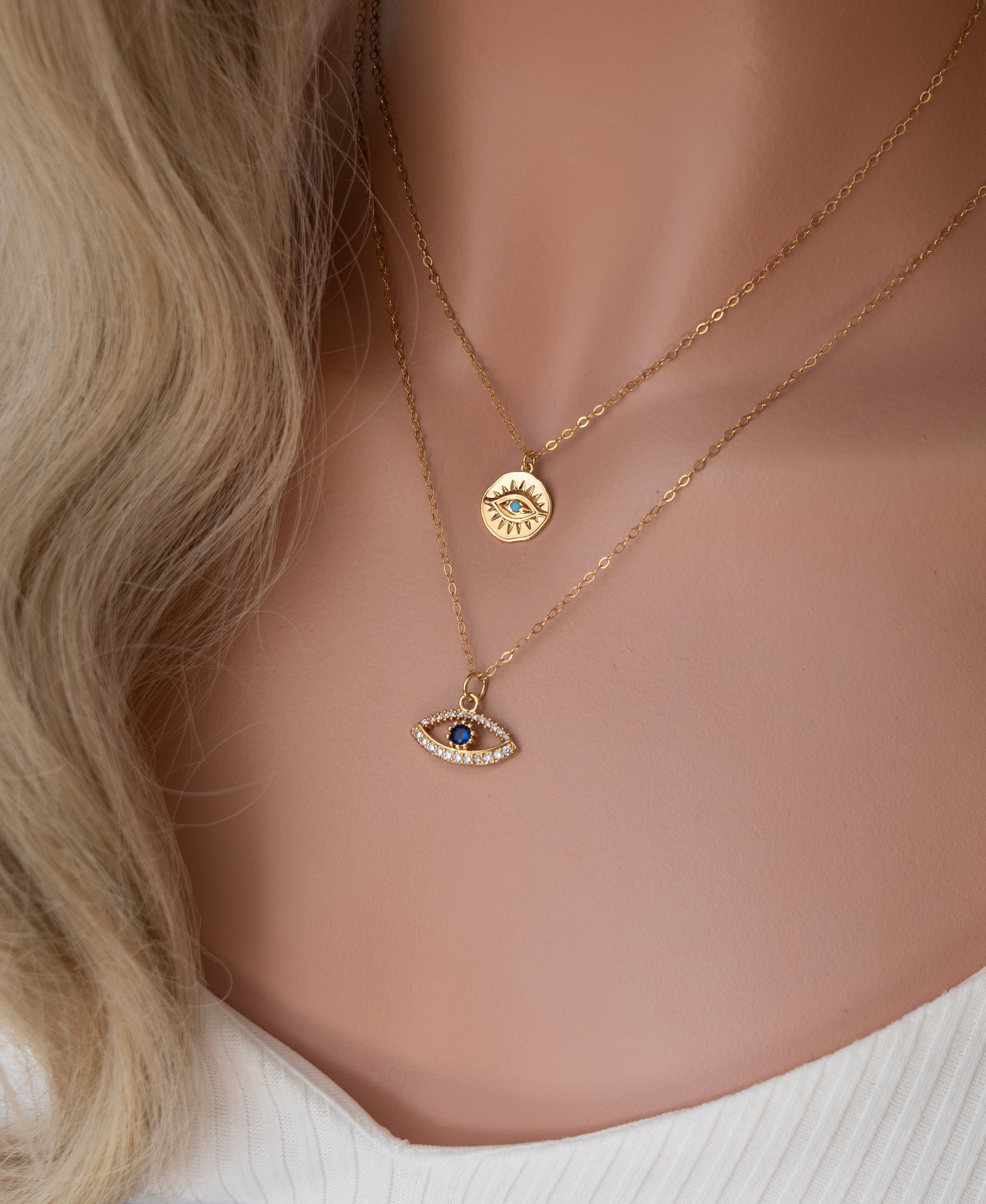 Evil Eye Necklace, Eye of Protection Coin Necklace - Etsy