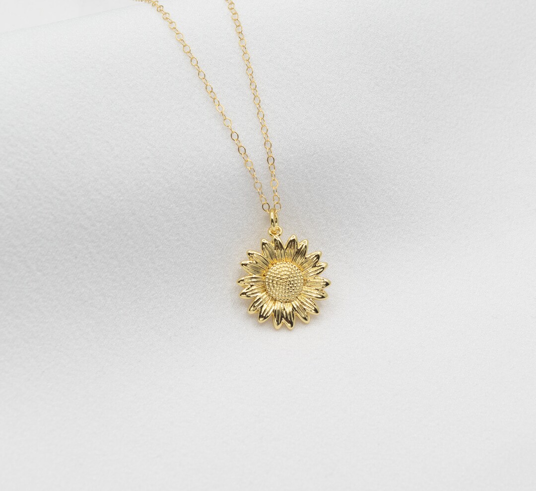 Dainty Sunflower 14k Gold Filled Necklace, Flower Necklace - Etsy