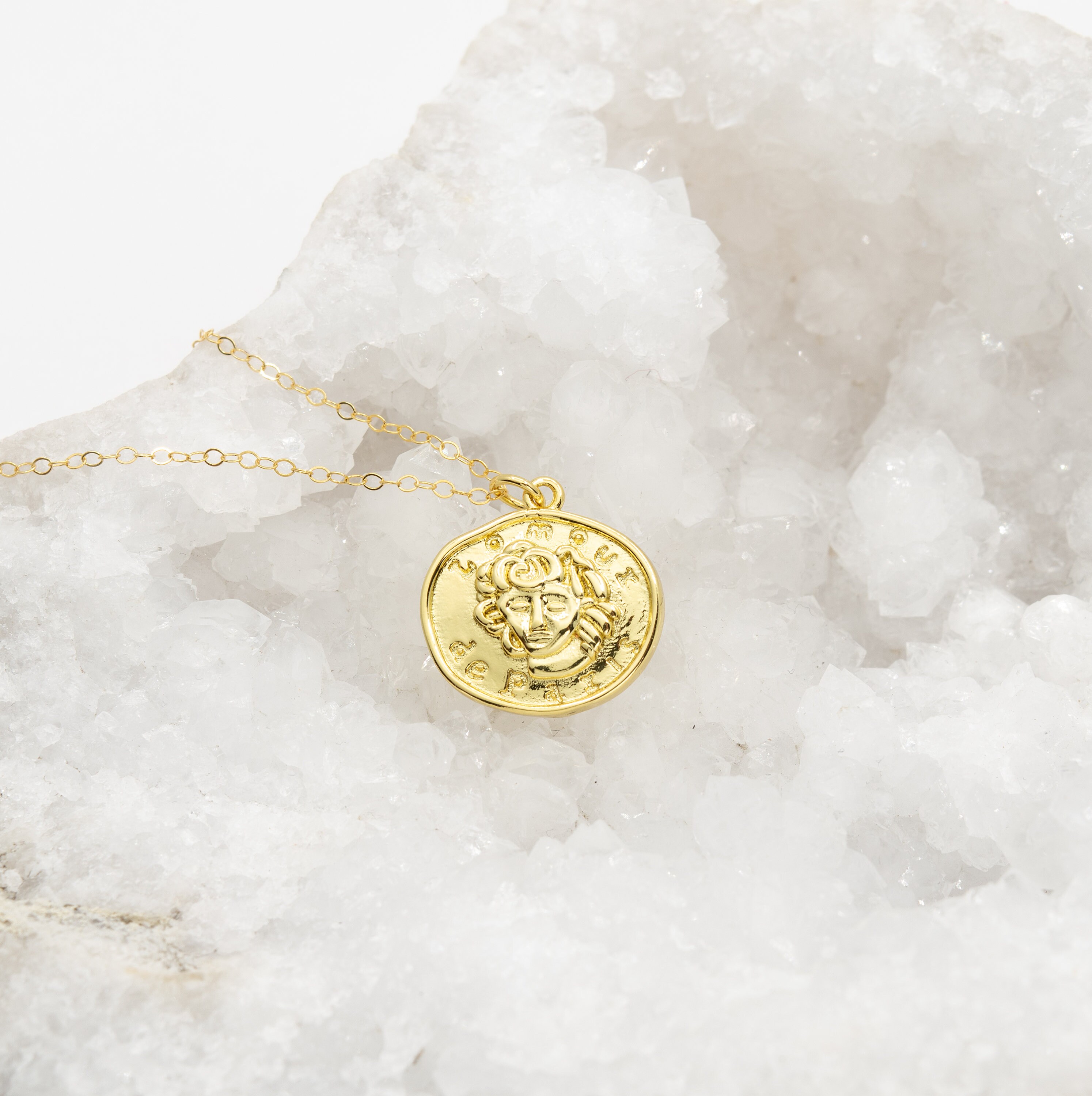 Gold Medusa Necklace Greek Mythology Medusa Coin Necklace - Etsy