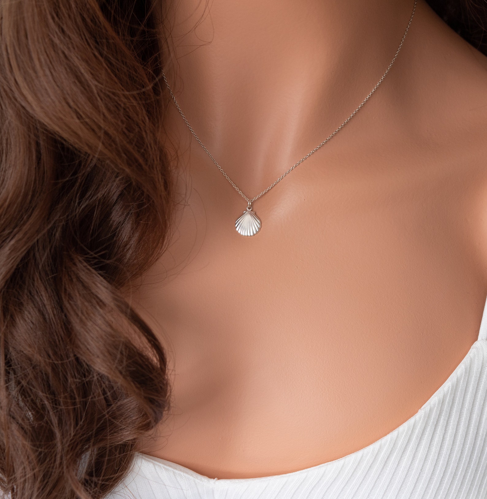 925 Sterling Silver Shell Necklace Tiny Shell Necklace | Etsy
