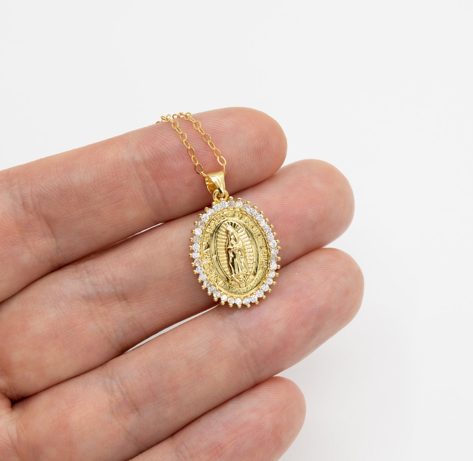 Mother Mary Necklace 24k Gold Filled Virgin Mother Mary Lady - Etsy