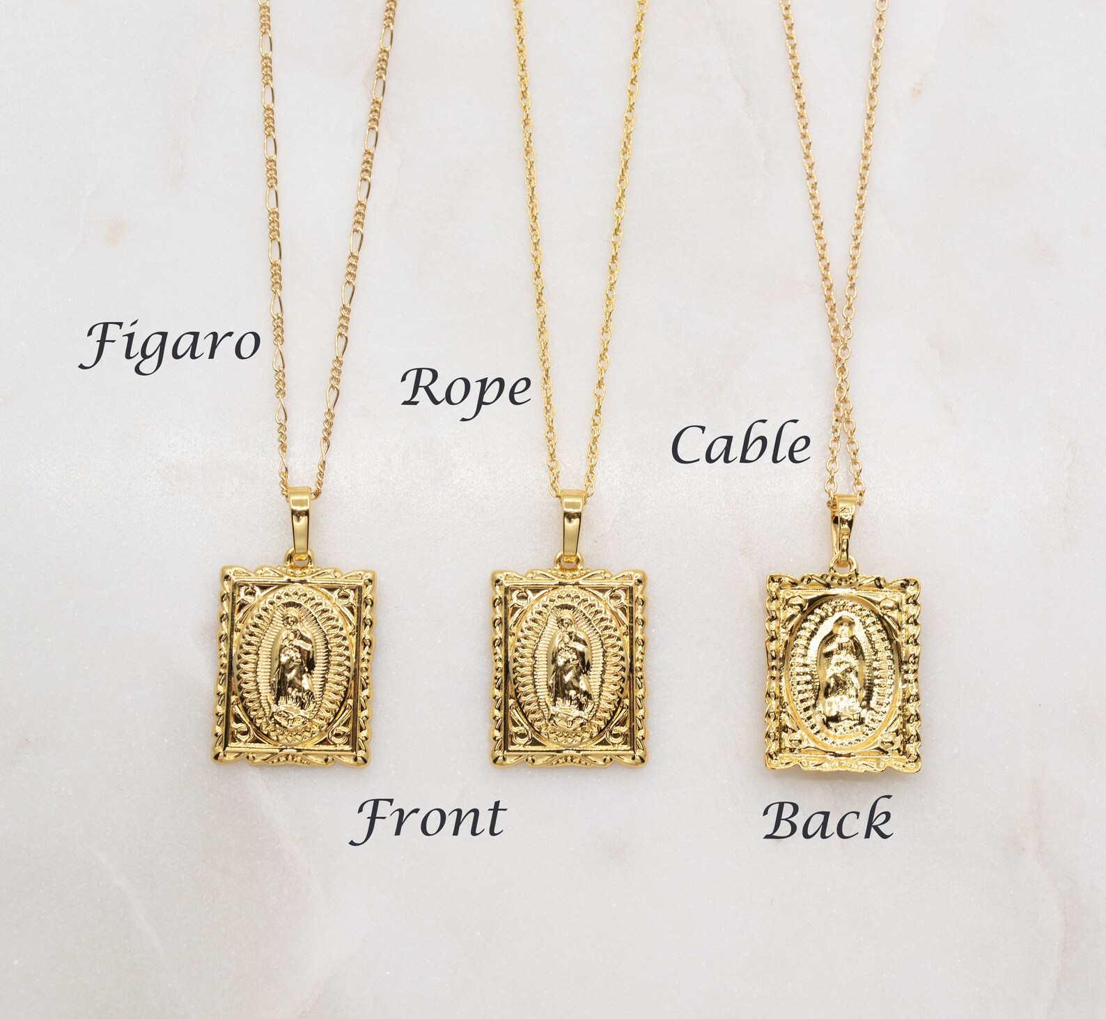 Gold Filled Mother Mary Necklace Square Catholic Holy Virgin - Etsy