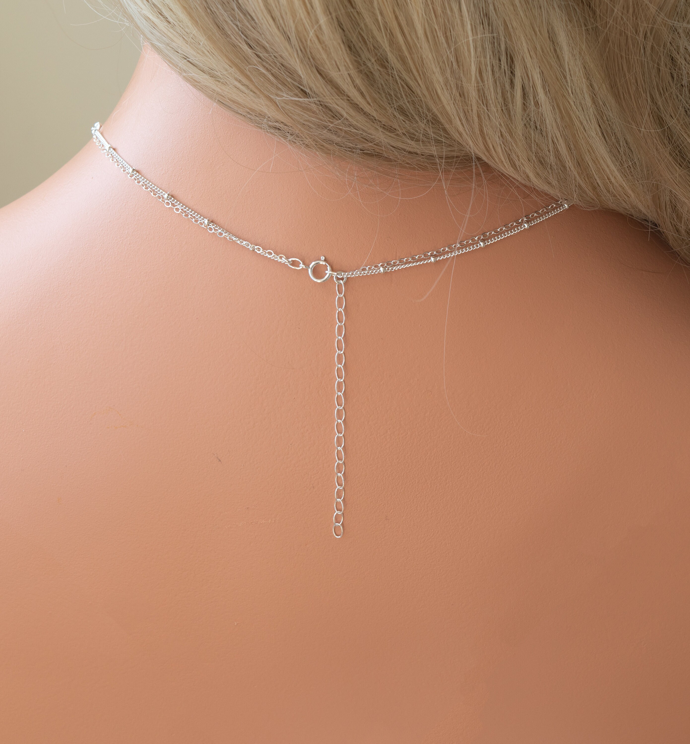 Sterling Silver Layered Necklace Delicate Necklace Hammered - Etsy