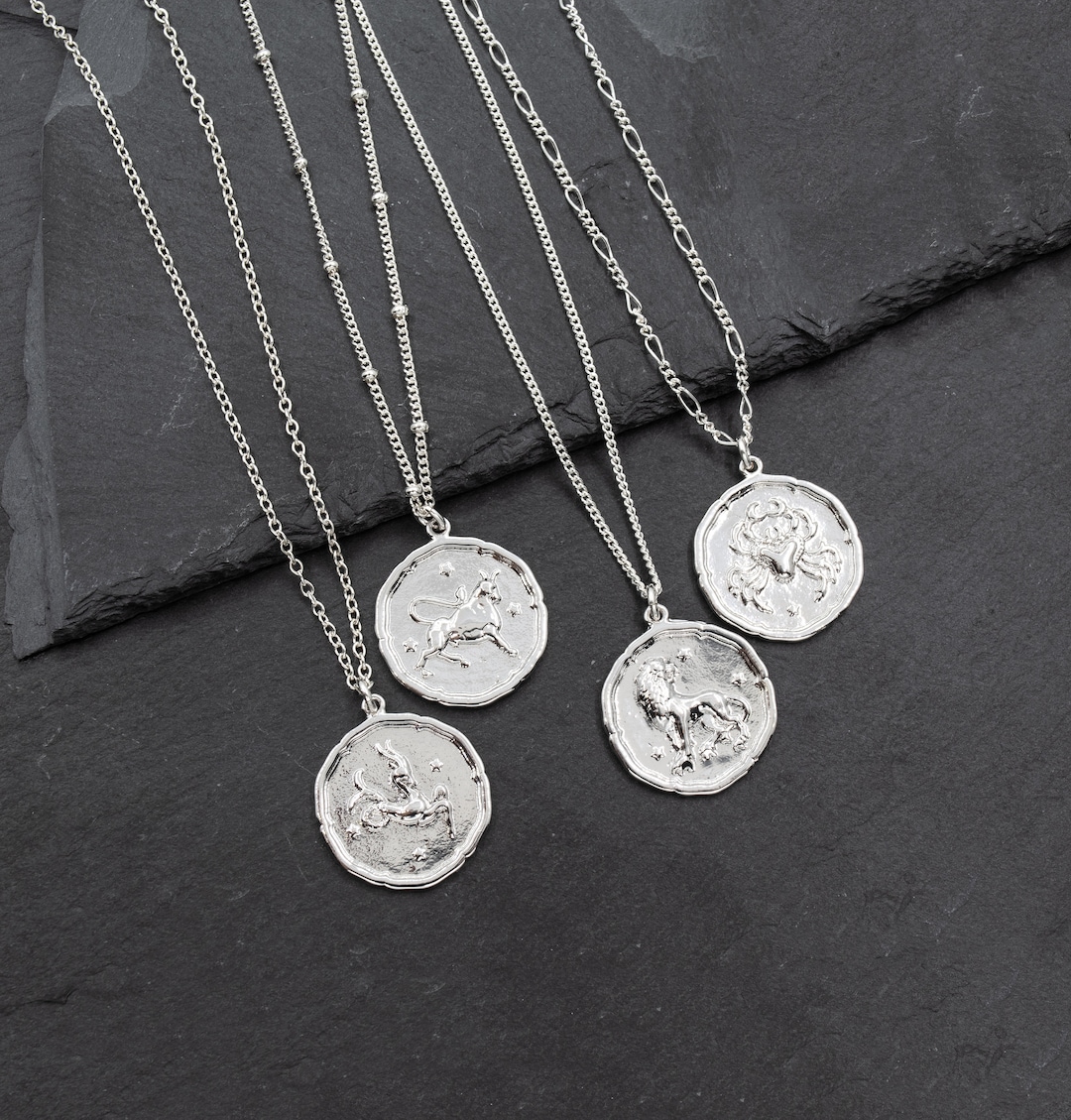 Silver Zodiac Necklace, Astrology Jewelry, Horoscope Necklace, Dainty ...
