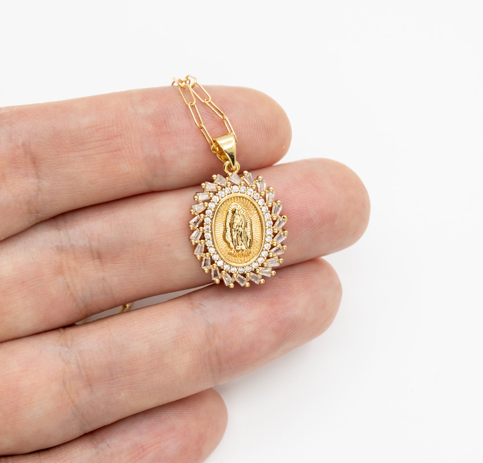 Mother Mary Gold Necklace Virgin Mother Mary Lady of | Etsy