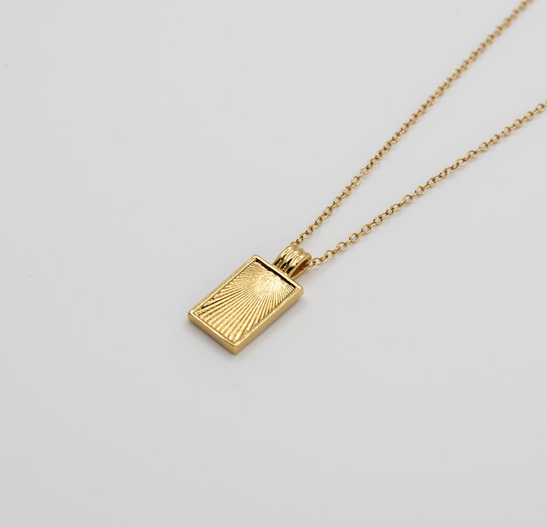 Rising Sun Medallion Necklace 24k Gold Filled Rectangle Sun - Etsy