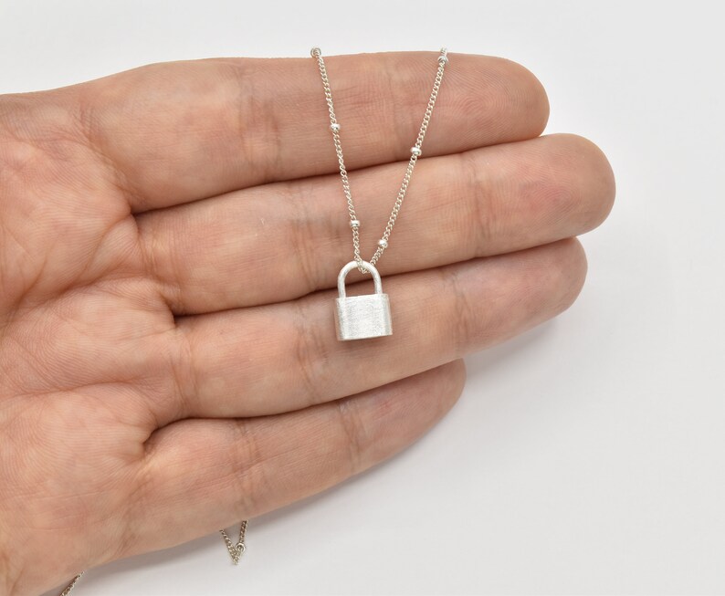 Dainty Matte-finish Sterling Silver Lock Necklace Tiny Lock - Etsy