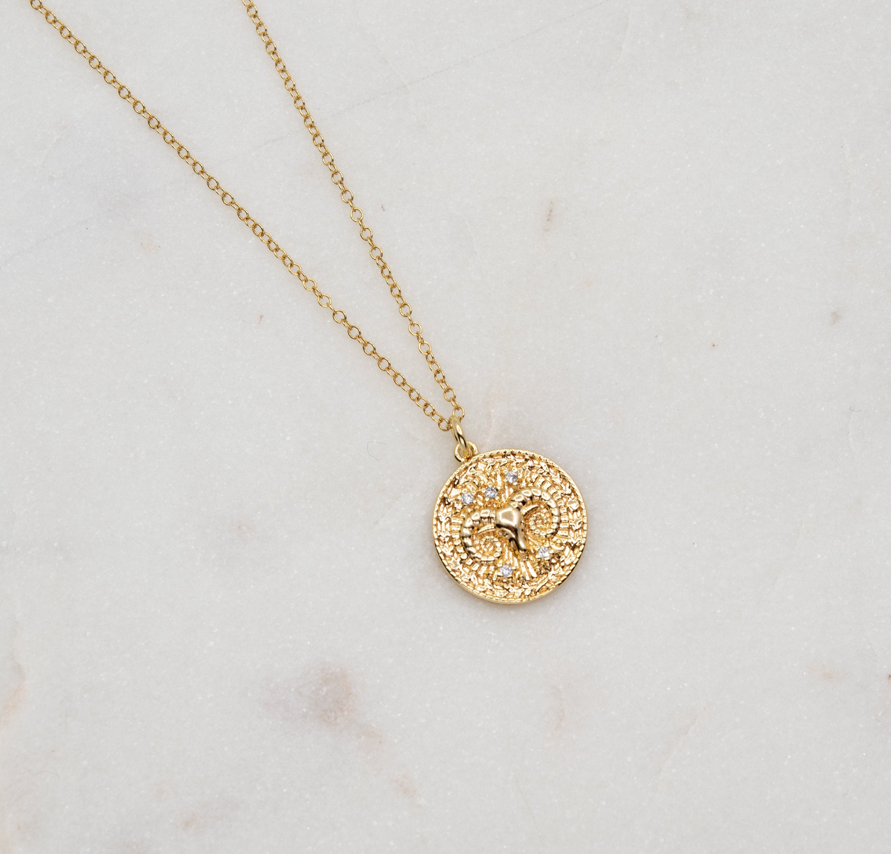 18K Gold Filled Zodiac Horoscope Sign Medallion Necklace - Etsy