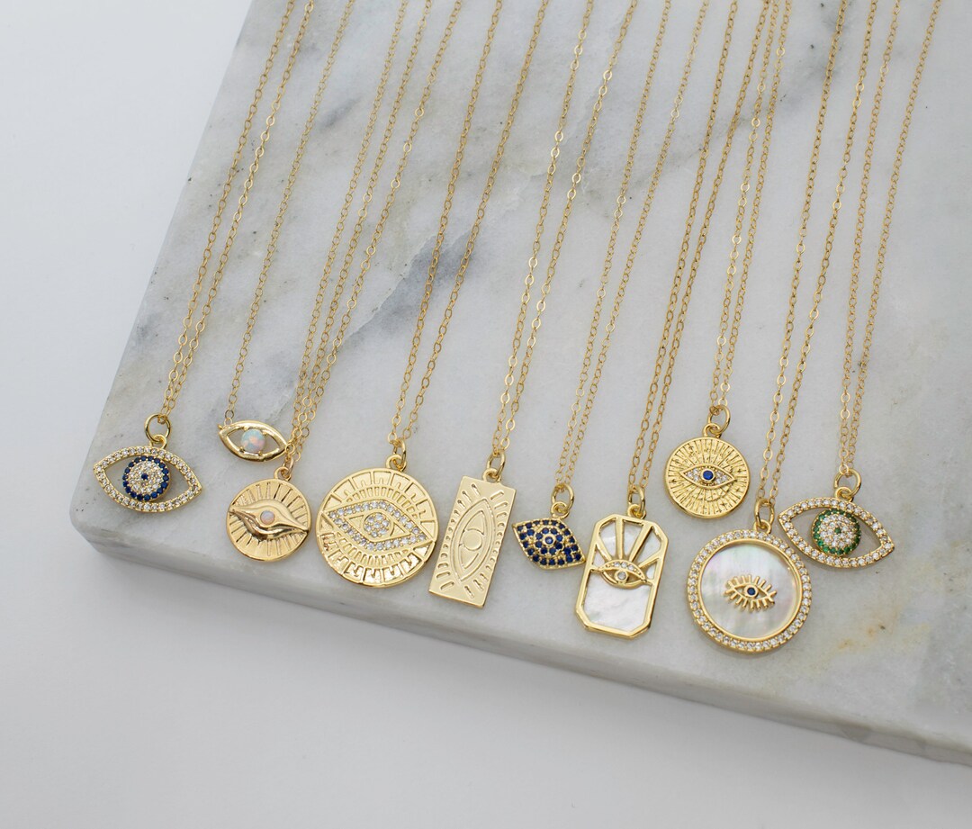 Evil Eye Necklace, Eye of Protection Coin Necklace - Etsy