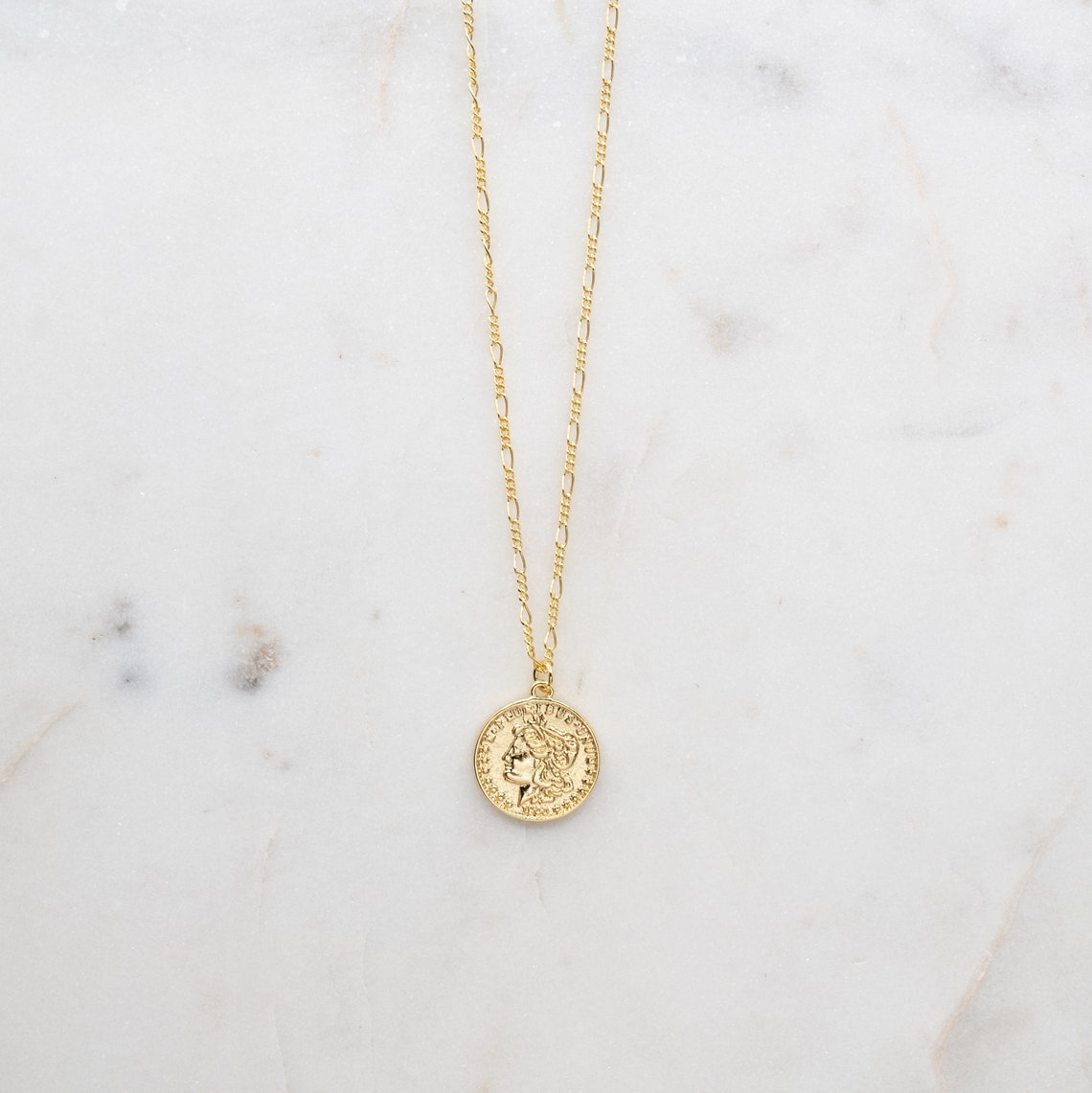 Dainty Athena Gold Necklace Ancient Coin Gold Filled Necklace | Etsy