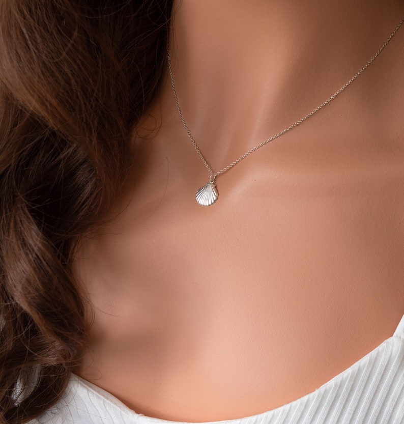 925 Sterling Silver Shell Necklace Tiny Shell Necklace | Etsy