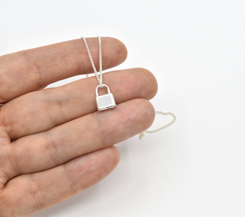 Dainty Sterling Silver Lock Necklace Tiny Lock Necklace - Etsy