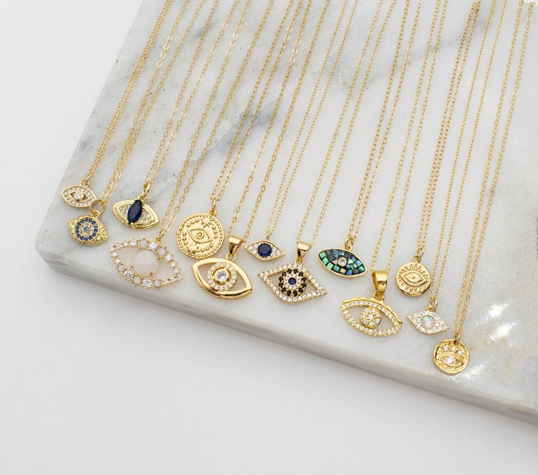 Evil Eye Necklace, Eye of Protection Coin Necklace - Etsy