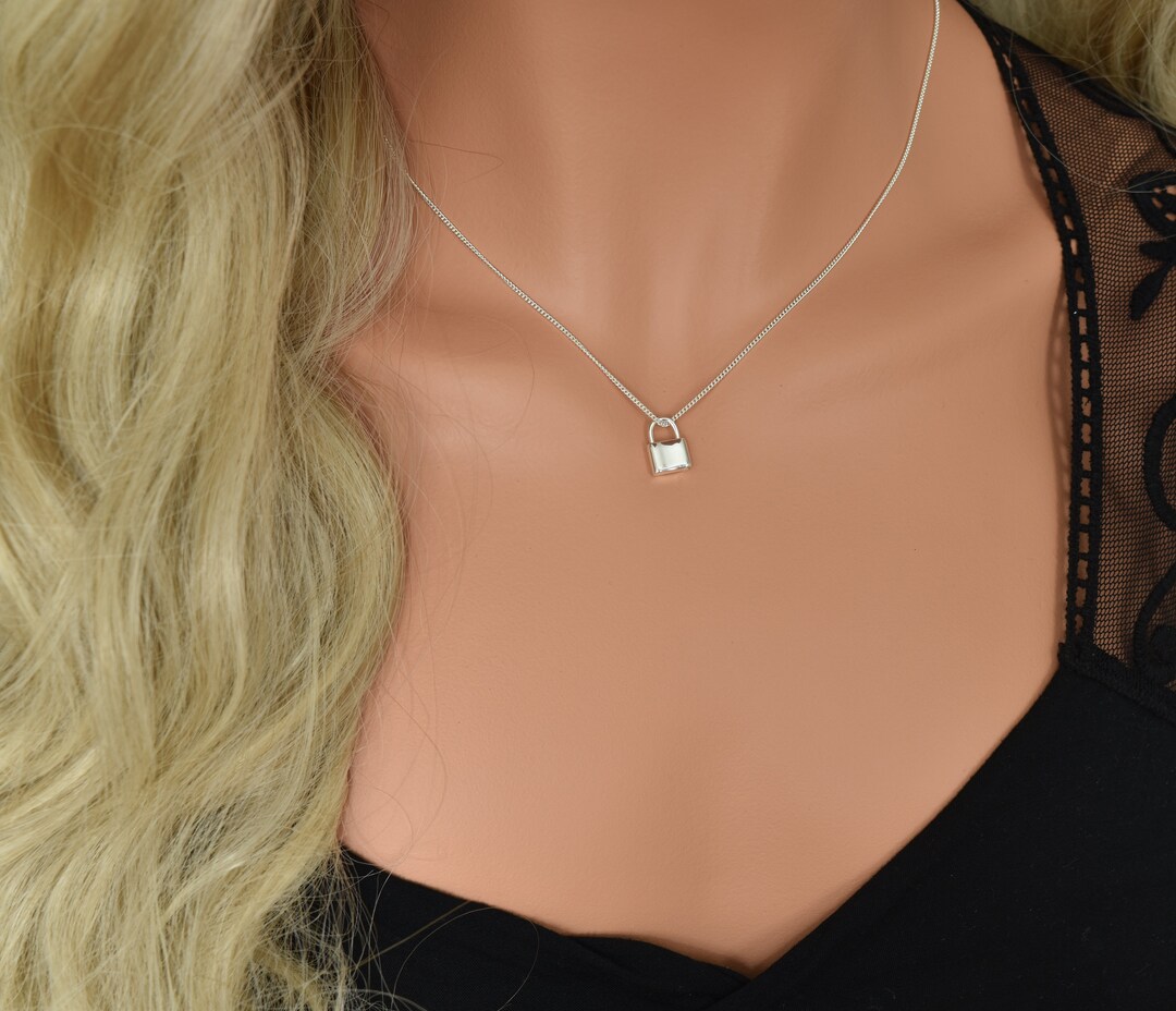 Dainty Sterling Silver Lock Necklace, Tiny Lock Necklace, Padlock ...