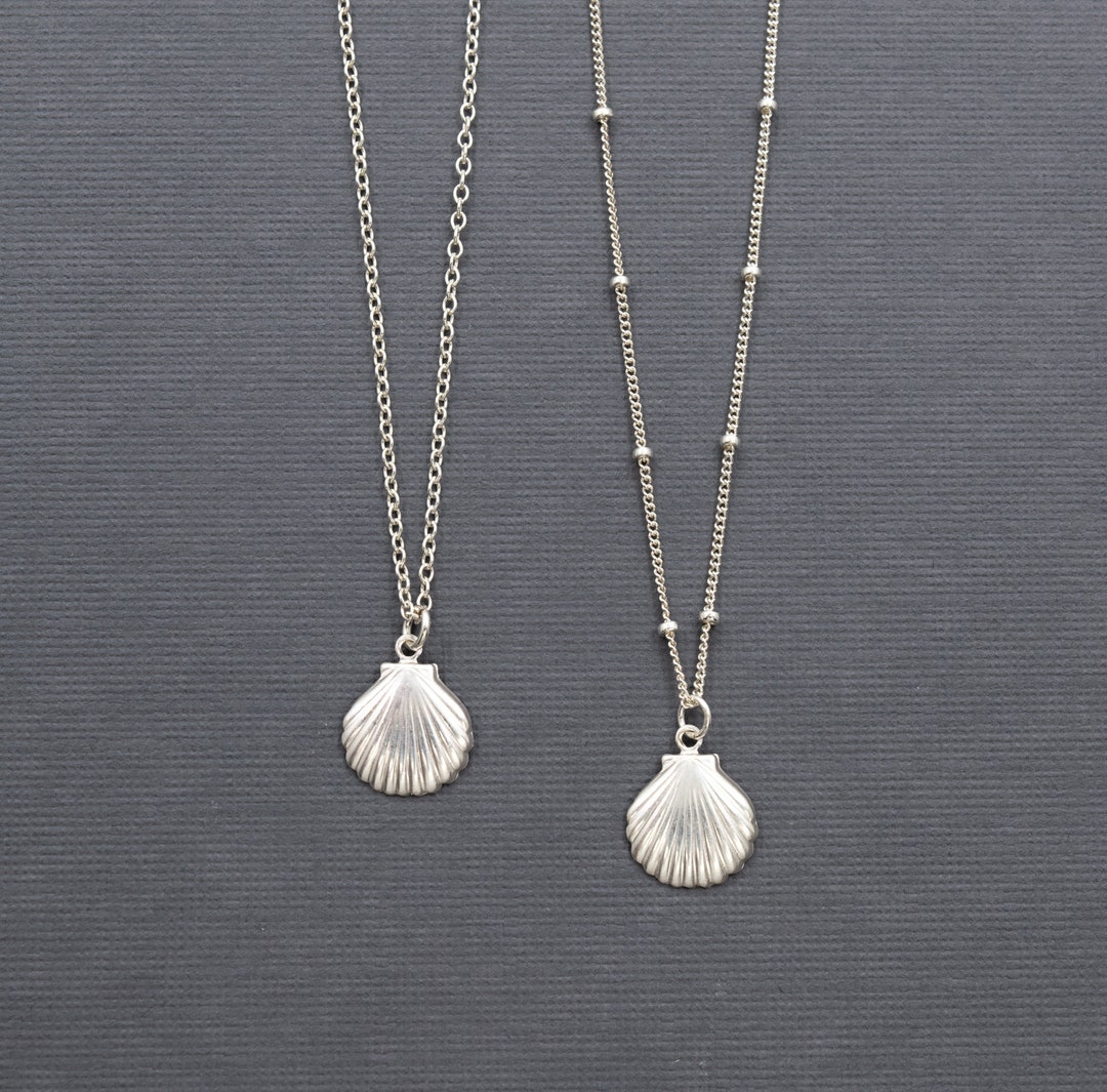 925 Sterling Silver Shell Necklace, Tiny Shell Necklace - Etsy