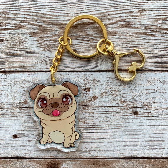 Pug Puppy Double Sided Key Chain | Etsy