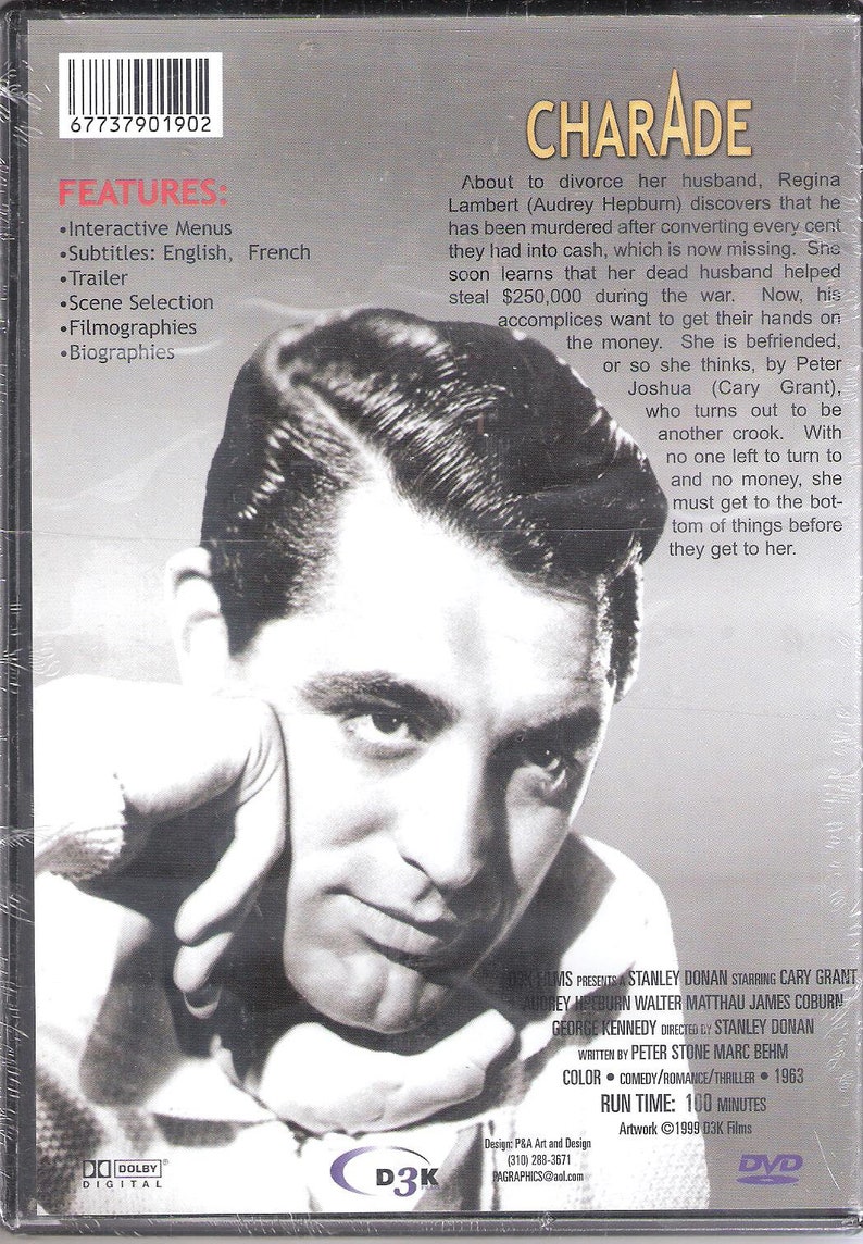 Charade. Audrey Hepburn Cary Grant DVD - Etsy