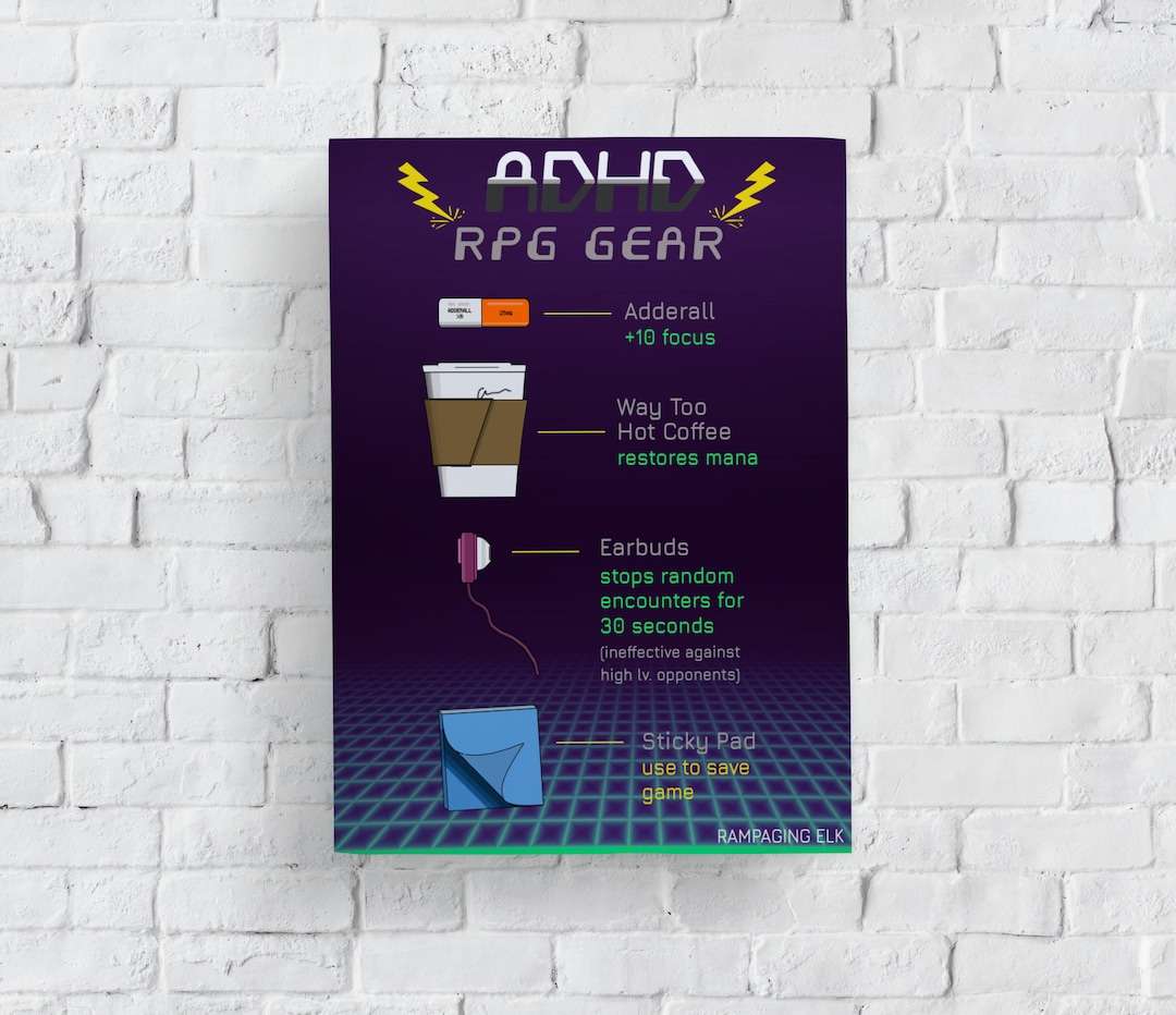 If ADHD Was an RPG Print, Digital Download, ADD, Retro, Video Game ...